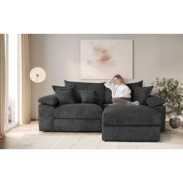 Ecksofa Home Affaire, B:246cm T:187cmschwarz, 100% Polyester, Wohnzimmer, Sofas, "Soft&Cosy XL L-Form, B: 246 cm - OTTO. Verl&auml;ssliche Qualit&auml;t.",