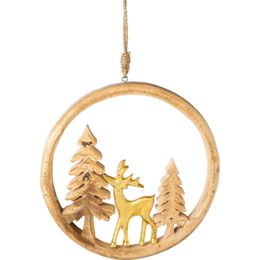 Dekohänger CREATIV HOME "Ringhänger", gold, T:2,5cm Ø:25cm, Dekohänger, mit Weihnachtsmotiv