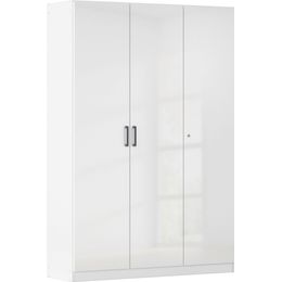 Mehrzweckschrank Rauch, B:136cm H:197cm T:41cmalpinwei&szlig;, hochglanz wei&szlig;, griffe graumetallic, Holzwerkstoff, K&uuml;che, Schr&auml;nke, "Garderobe