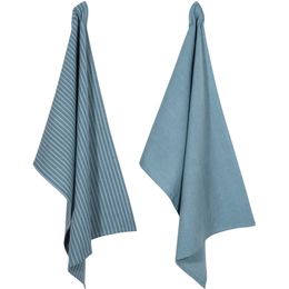 Geschirrtuch Pad "FIORA VS. LEDA", blau, B:50cm H:1cm L:70cm T:50cm, 100% Baumwolle, Geschirrt&uuml;cher, Geschirrtuch, 100% Baumwolle, 50x70 cm, Uni Farben