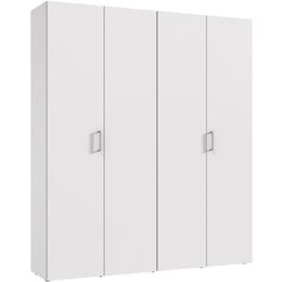 Kleiderschrank wimex "Mugano,in 3 Breiten, 2 Tiefen, viele Farben, Made in Germany", weiß, griffe alufarben, Schränke, Weiß, B/H/T: 160cm x 185cm x 40cm, Ohne Spiegel, Premium, Holzwerkstoff, Kleiderschrank, mit kurzen Griffen aus Metall, B:160cm H:185cm T:40cm