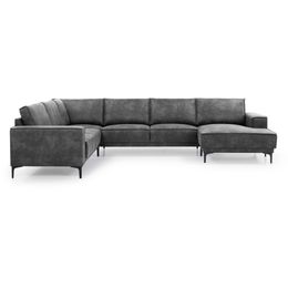 Wohnlandschaft OTTO HOME "OLAND U-Form, XXL, B: 342 cm, Skandi-Design", grau (anthrazit), B:342cm H:85cm T:260cm, 100% Polyester, Sofas, Wohnlandschaft, Skandi-Design in Struktur, Flachgewebe, Luxus-Microfaser, Boucle