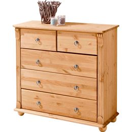 Schubkastenkommode OTTO HOME "Tessin", beige (natur), B:90cm H:88cm T:38cm, Sideboards, aus massiver, FSC zertifizierter Kiefer, mit 5 Schubladen