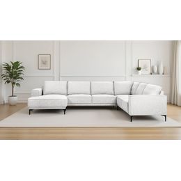 Wohnlandschaft OTTO HOME "OLAND U-Form, XXL, B: 342 cm, Skandi-Design", beige (sand), B:342cm H:85cm T:260cm, 100% Polyester, Sofas, Wohnlandschaft, Skandi-Design in Struktur, Flachgewebe, Luxus-Microfaser, Boucle