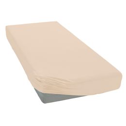 Spannbettlaken my home "PAPRIKA", beige (natur), B:120cm L:200cm, Microfaser-Jersey, Obermaterial: 100% Polyester, Bettlaken, Spannbettlaken, Bettlaken, Laken, in zwei Qualit&auml;ten: Fleece & Jersey, pflegeleicht