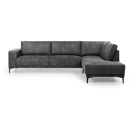 Ecksofa OTTO HOME "OLAND L-Form, B: 289 cm, Skandi-Design", grau (anthrazit), B:289cm H:85cm T:210cm, Struktur weich (100% Polyester);Luxus-Microfaser (100% Polyester);Webstoff (100% Polyester), Sofas, Ecksofa, Struktur, Flachgewebe, Luxus-Microfaser, Boucle