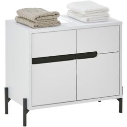 Waschbeckenunterschrank BASIC BY BALCULINA "Avanto B/H/T 60x55x35 cm", wei&szlig; matt, schwarz, B:60cm H:55cm T:35cm, FSC-zertifizierter Holzwerkstoff, Schr&auml;nke, Waschbeckenunterschrank, Breite 60cm, Softclose f&uuml;r T&uuml;ren, FSC-Mix 70%