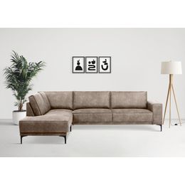 Ecksofa OTTO HOME "OLAND L-Form, B: 289 cm, Skandi-Design", grau (taupe), B:289cm H:85cm T:210cm, 100% Polyester, Sofas, Ecksofa, Struktur, Flachgewebe, Luxus-Microfaser, Boucle
