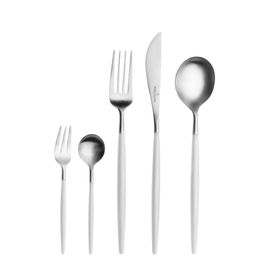 Besteck-Set "Franzi, im Geschenkkarton, wahlweise als 24- oder 30-teiliges Set", silberfarben, wei&szlig;, 30 tlg., Chromnickelstahl 18/10, PICARD & WIELP&Uuml;TZ SOLINGEN, Essbesteck-Sets, modernes und au&szlig;ergew&ouml;hnliches Design