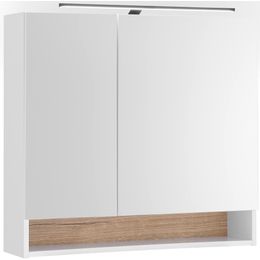 Spiegelschrank BASIC BY BALCULINA "Denver Spiegelschrank, Badezimmerschrank BxHxT 80x75x22", wei&szlig; (wei&szlig; matt), B:80cm H:75cm T:22cm, FSC-zertifizierter Holzwerkstoff, Schr&auml;nke, Spiegelschrank, Breite 80 cm, T&uuml;r L/R montierbar, Softclose