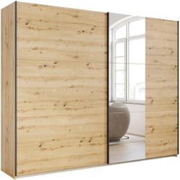 Schwebetürenschrank Rauch "Kleiderschrank Drehtürenschrank Schrank Garderobe KRONACH TOPSELLER", braun (eiche artisan, griffleisten grau, 1 spiegel), B:261cm H:210cm T:59cm, Holzwerkstoff, Schränke, Schwebetürenschrank, optional ohne, mit 1 oder 2 Spiegel, viel Stauraum MADE IN GERMANY