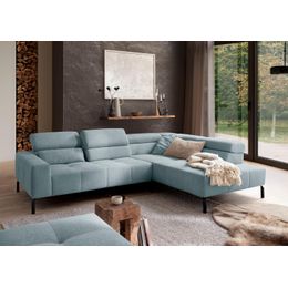 Ecksofa Home Affaire, B:282cm H:75cm T:224cmsage, 100% Polyester, Wohnzimmer, Sofas, "Claya Move, L-Form, Kopf- & R&uuml;ckenverstellung, Breite 282 cm",
