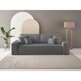 3-Sitzer OTTO HOME "FINNLEY, Schlafsofa 257 cm - OTTO. Verl&auml;ssliche Qualit&auml;t.", grau (anthrazit), B:257cm H:85cm T:102cm, Bezugstoff 100% PES ;Gramatur 400g/qm +/- 5%, Sofas, mit Bettkasten, in Boucl&eacute;, Struktur fein und Mega Cord
