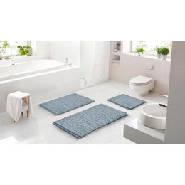 Badematte LINEA DUE "Punto Uno, Badvorleger, Badezimmer Teppich", salbei, H:18mm, Baumwolle, Polyester, Badematten, Badematte, moderner Badvorleger mit Kn&ouml;tchen-Struktur