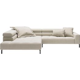 Ecksofa Home Affaire "Claya, L-Form, incl. Kopfteilverstellung, Breite 311 cm", beige (nature), B:311cm H:71cm T:219cm, 88% Polyester, 12% Polyacryl, Sofas, Ecksofa, ohne elektrischen Sitzvorzug