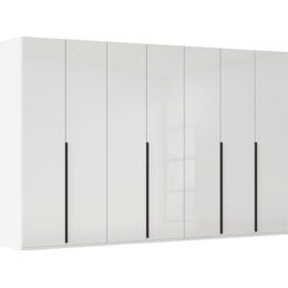 Dreht&uuml;renschrank Rauch "Kleiderschrank Schrank Garderobe W&auml;scheschrank BESTSELLER MONTCLAR", alpinwei&szlig;, glas kristallwei&szlig;, griffe schwarz, B:350cm H:223cm T:60cm, Holzwerkstoff, Schr&auml;nke, Dreht&uuml;renschrank, Front in Glas/Hochglanz/Dekor/Grauspiegel in 5 Breiten MADE IN GERMANY, Topseller