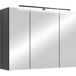 Spiegelschrank ByLiving "Serie Spree, in vielen Breiten erh&auml;ltlich", anthrazit, B:80cm H:60cm T:15cm, FSC-zertifizierter Holzwerkstoff, Schr&auml;nke, Spiegelschrank, Soft-Close, LED Beleuchtung mit Schalter- und Steckdosenbox