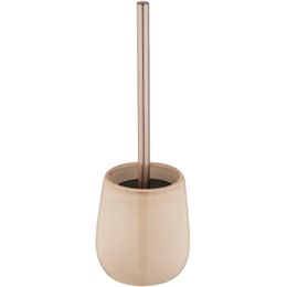 WC-Garnitur Wenko "Sirmione", beige, H:40cm L:10,5cm, Edelstahl, Keramik, Kunststoff, Reinigungsb&uuml;rsten, Keramik, individuelle Glasur, Toilettenb&uuml;rste mit Kunststoffabdeckung