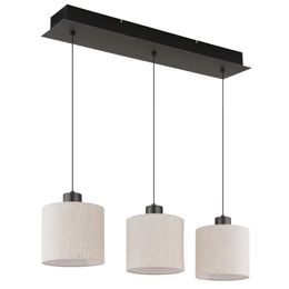 NOWA H&auml;ngeleuchte "THEA", schwarz, beige, 3, &Oslash; 18cm H: 180cm, 1 Stk., Leuchten, H&auml;ngelampe,schwarz,Leinen,Esstisch,eckig,H&ouml;he verstellbar,3 Schirme, H&auml;ngeleuchte