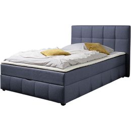 Boxbett Home Affaire "Niemes", denim blau, B:152cm L:230cm, Komplettbetten, Boxbett mit Bettkasten, inkl. Topper