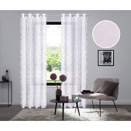 Gardine Home Affaire "Bisel" Gr. 3, wei&szlig;, B:130cm H:225cm, Polyester, Gardinen, Gardine, Transparent, Blumenmuster, &Ouml;sen, Pflegeleicht, klassisch