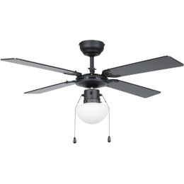 Eglo LED Deckenleuchte "FORTALEZA Ventilator & Licht - Stahl - E27 - 1X60W - IP20", schwarz, matt, 1, &Oslash; 106,6cm H: 42cm, 1 Stk., Leuchten, Ventilator mit Beleuchtung, Wohnzimmer, Schalfzimmern, H42 x &Oslash;106,6 cm, LED Deckenleuchte