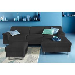 Ecksofa DOMO collection "Jamie, modern und elegant, Fu&szlig;h&ouml;he 9cm, L-Form", schwarz, B:251cm H:72cm T:80cm, Sofas, Ecksofa, wahlweise mit Bettfunktion