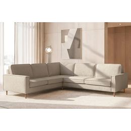 Ecksofa Home Affaire, B:290cm H:89cm T:250cmcreme, 100% Polyester, Wohnzimmer, Sofas, "Pinto Skandi, 290 cm, Chenille, Struktur, Ottomane links /