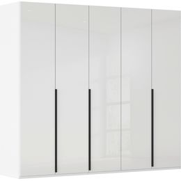 Dreht&uuml;renschrank Rauch "Kleiderschrank Schrank Garderobe W&auml;scheschrank BESTSELLER MONTCLAR", alpinwei&szlig;, glas kristallwei&szlig;, griffe schwarz, B:251cm H:223cm T:60cm, Holzwerkstoff, Schr&auml;nke, Dreht&uuml;renschrank, Front in Glas/Hochglanz/Dekor/Grauspiegel in 5 Breiten MADE IN GERMANY, Topseller
