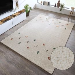 Wollteppich Theko "Gabbeh Motiv, Handgefertigt, Teppich, Tiermotiv, reine Wolle" Gr. 8, beige (natur), B:300cm H:14mm L:400cm, Wolle, Teppiche, reine Wolle, Wohnzimmer, Schlafzimmer, Esszimmer