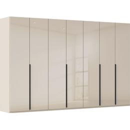 Drehtürenschrank Rauch "Kleiderschrank Schrank Garderobe Wäscheschrank BESTSELLER MONTCLAR", beige, glas beige (champagner), griffe schwarz, B:350cm H:223cm T:60cm, Holzwerkstoff, Schränke, Drehtürenschrank, Front in Glas/Hochglanz/Dekor/Grauspiegel in 5 Breiten MADE IN GERMANY, Topseller