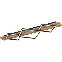Eglo LED Deckenleuchte "BOYAL Deckenlampe - Stahl, Holz - LED;LED - 2X13W;1X16W - IP20", schwarz, braun rustikal, 3, H: 9,5cm, 1 Stk., Leuchten, Wohzimmerlampe, Esszimmerlampe, Flur, Schlafzimmer, L101xB40,5xH9,5 cm, LED Deckenleuchte