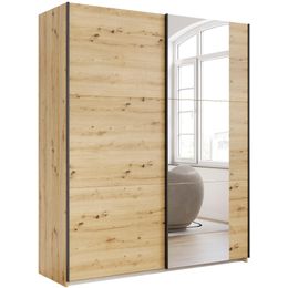 Schwebetürenschrank Rauch "Kleiderschrank Drehtürenschrank Schrank Garderobe KRONACH TOPSELLER", braun (eiche artisan, griffleisten grau, 1 spiegel), B:175cm H:210cm T:59cm, Holzwerkstoff, Schränke, Schwebetürenschrank, optional ohne, mit 1 oder 2 Spiegel, viel Stauraum MADE IN GERMANY