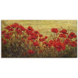 Wandbild Artland "Mohnfeld", rot (farbe bild(er): rot), B:60cm H:30cm, Bilder, auf Holzrahmen gespannt