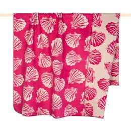Wohndecke Pad "SHELL", pink, B:150cm L:200cm, Mischgewebe, Wohndecken, Wohndecke, Made in Europe, Wendefunktion, Motiv Muscheln, 150x200 cm