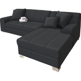Ecksofa DOMO collection "Turah incl. Zierkissen, moderne Steppung, auch in Leder", schwarz, B:239cm H:75cm T:82cm, Sofas, Ecksofa, wahlw. mit Bettfunktion, L-Form, B/T: 239/152cm, Unser Dauertiefpreis, Topseller