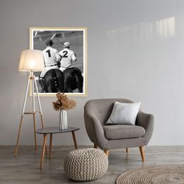 Bild mit Rahmen queence "Vintage Polo Club Polospieler", farbe rahmen: beige, farbe bild(er): schwarz, B:30cm H:40cm T:1,5cm, Acrylglas, Holzrahmen, Bilder, HD Premium Poster-Druck inkl. Echtholzrahmen in beige
