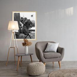 Bild mit Rahmen queence "Vintage Polo Pferderennen", farbe rahmen: beige, farbe bild(er): schwarz, B:30cm H:40cm T:1,5cm, Acrylglas, Holzrahmen, Bilder, HD Premium Poster-Druck inkl. Echtholzrahmen in beige