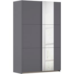Schwebetürenschrank Rauch "Kleiderschrank Drehtürenschrank Schrank Garderobe KRONACH TOPSELLER", grau (graumetallic, griffleisten grau, 1 spiegel), B:131cm H:210cm T:59cm, Holzwerkstoff, Schränke, Schwebetürenschrank, optional ohne, mit 1 oder 2 Spiegel, viel Stauraum MADE IN GERMANY