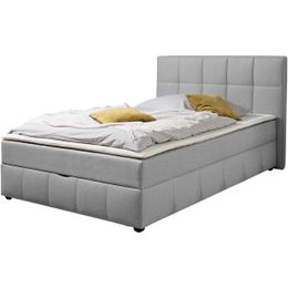 Boxbett Home Affaire "Niemes", hellgrau, B:152cm L:230cm, Komplettbetten, Boxbett mit Bettkasten, inkl. Topper
