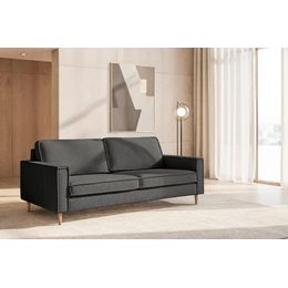 3-Sitzer Home Affaire, B:208cm H:89cm T:97cmdunkelgrau, 100% Polyester, Sofas, "Pinto Skandi, 206 cm, Chenille, Struktur", mit Keder, Massivholzf&uuml;&szlig;e