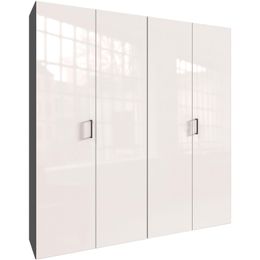 Kleiderschrank wimex "Mugano,in 3 Breiten, 2 Tiefen, viele Farben, Made in Germany", front hochglanz lack weiß, korpus grafit, griffe schwarz, Schränke, Kinder, Grafit, B/H/T: 160cm x 185cm x 54cm, Ohne Spiegel, Basic, Holzwerkstoff, Kleiderschrank, mit kurzen Griffen aus Metall, B:160cm H:185cm T:54cm