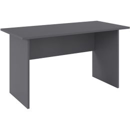 Schreibtisch Rauch, B:140cm T:66cmgraumetallic, Kinderzimmer, Tische, "Joel", in schlichtem Design mit großer Ablagefläche MADE IN GERMANY