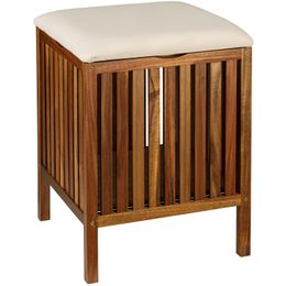 Hocker Wenko, B:39cm H:52cm T:39cmbraun, Obermaterial: 100% Baumwolle, Badezimmer, Hocker, "Fondi", gepolstert, aus Akazienholz, ideal zur