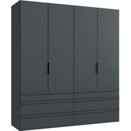 Faltt&uuml;renschrank wimex "Oxford by fresh to go, in der Breite 200cm, in 2 H&ouml;hen erh&auml;ltlich", grau (grafit), Schr&auml;nke, Grafit, B/H/T: 200cm x 216cm x 58cm, Schubladen: 6 Stk. T&uuml;ren: 4 Stk. ohne Spiegel, Spanplatte, mit hochwertigen Faltt&uuml;ren f&uuml;r den perfekten &Uuml;berblick, B:200cm H:216cm T:58cm