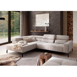Ecksofa Home Affaire, B:282cm H:75cm T:224cmnature, 100% Polyester, Wohnzimmer, Sofas, "Claya Move, L-Form, Kopf- & R&uuml;ckenverstellung, Breite 282