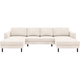 Wohnlandschaft Home Affaire, B:305cm H:83cm T:161cmcannoli cream, 88% Polyester, 12% Nylon, Sofas, "Booster II, whlw. mit Schlaffunktion &