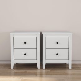 Nachtkommode OTTO HOME "Borkum Nachttisch Set im Landhaus Design wei&szlig; Bestseller", wei&szlig;, B:50cm H:62cm T:40cm, FSC-zertifizierter Holzwerkstoff, Sideboards, Nachttisch Set mit je 2 Schubladen, Beistelltisch