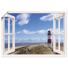 Wandbild Artland "Fensterblick - Leuchtturm Sylt", wei&szlig; (farbe bild(er): wei&szlig;), B:70cm H:50cm, Papier, Bilder, als Leinwandbild, Poster in verschied. Gr&ouml;&szlig;en
