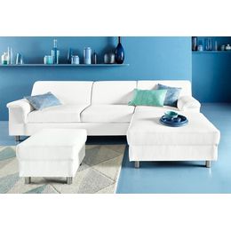 Ecksofa DOMO collection "Jamie, modern und elegant, Fu&szlig;h&ouml;he 9cm, L-Form", wei&szlig;, B:251cm H:72cm T:80cm, Sofas, Ecksofa, wahlweise mit Bettfunktion